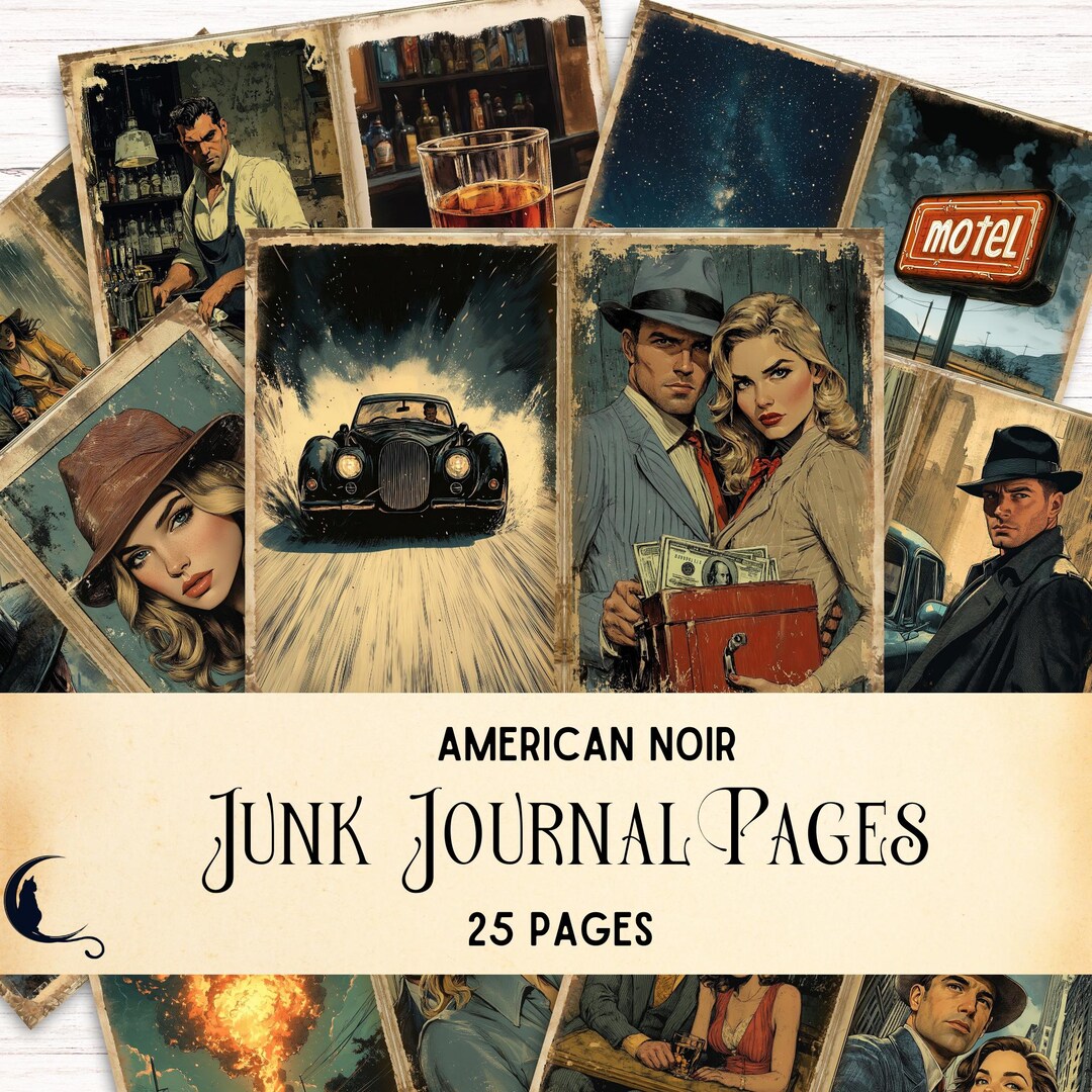 Retro Crime Noir Junk Journal Kit, Printable Vintage Detective Ephemera ...