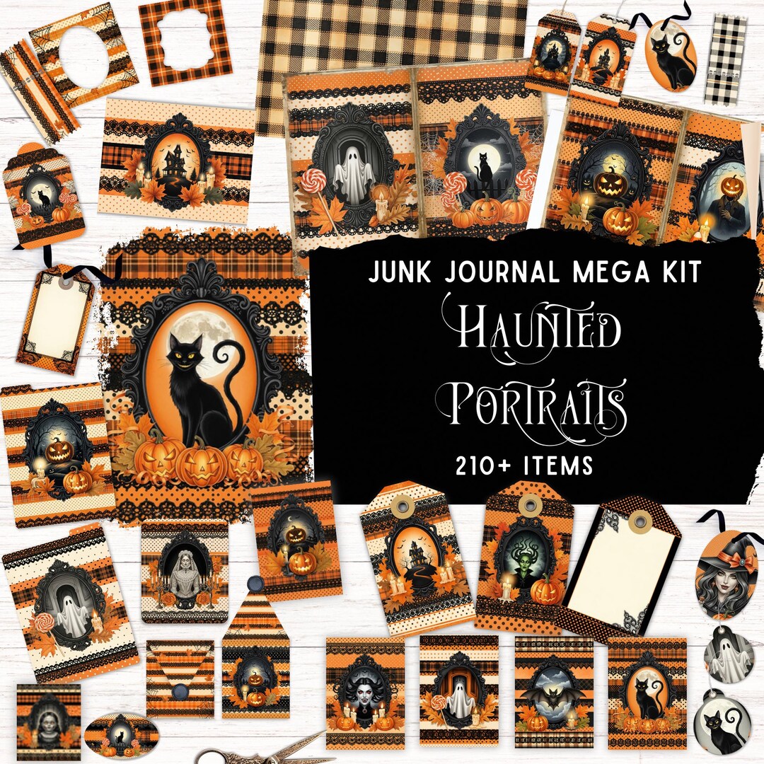 Haunted Portraits Junk Journal Kit, Printable Folio Pocket, Vintage ...