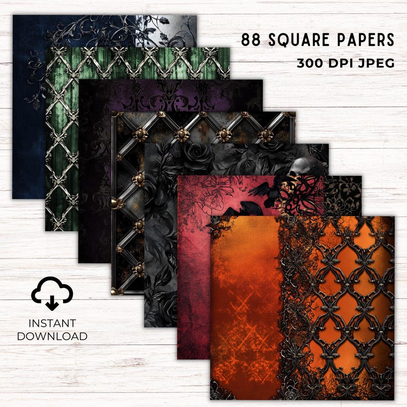 Gothic Digital Paper Bundle, Dark Aesthetic Printable Backgrounds for ...