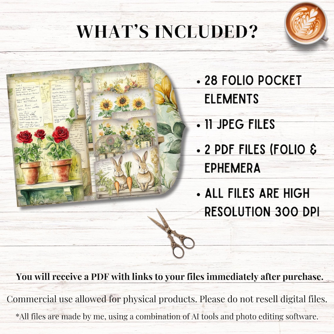 Gardening Diary Junk Journal Folio Kit, Digital Ephemera, Printable ...