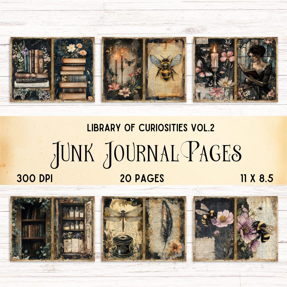 Library of Curiosities Junk Journal Kit, Printable Vintage Insect ...