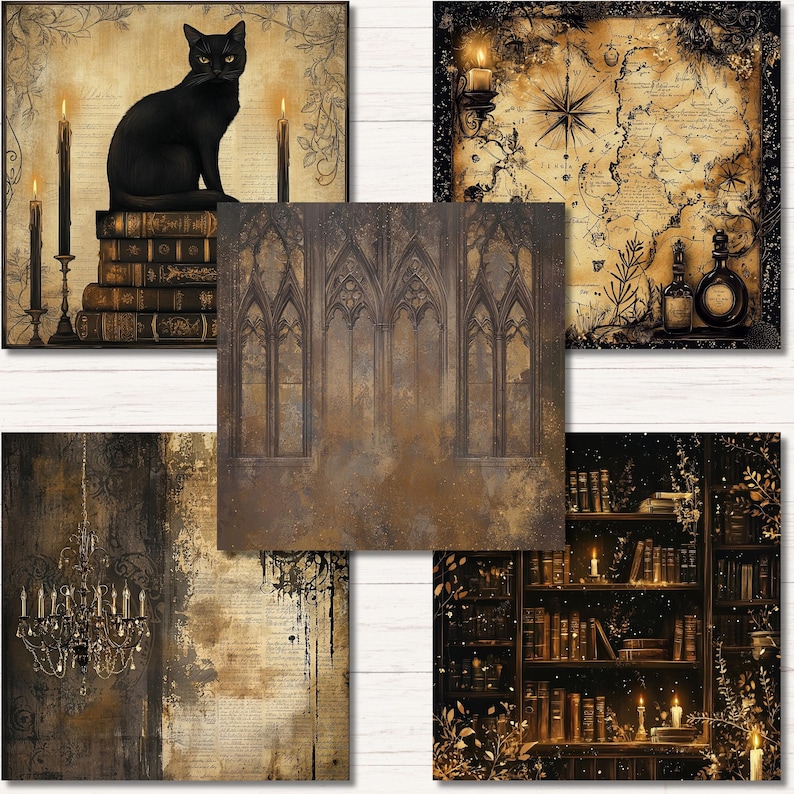 Dark Academia Digital Paper, Vintage Gothic Aesthetic Printable ...