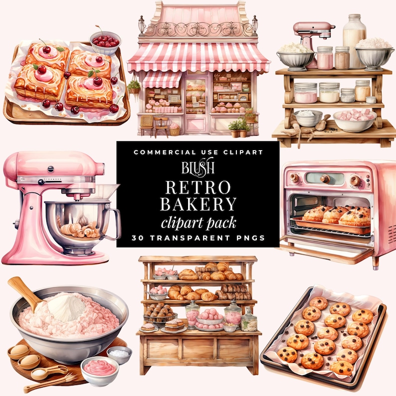 Watercolor Baking Clipart, Baking Supplies Png, Home Bakery Logo ...