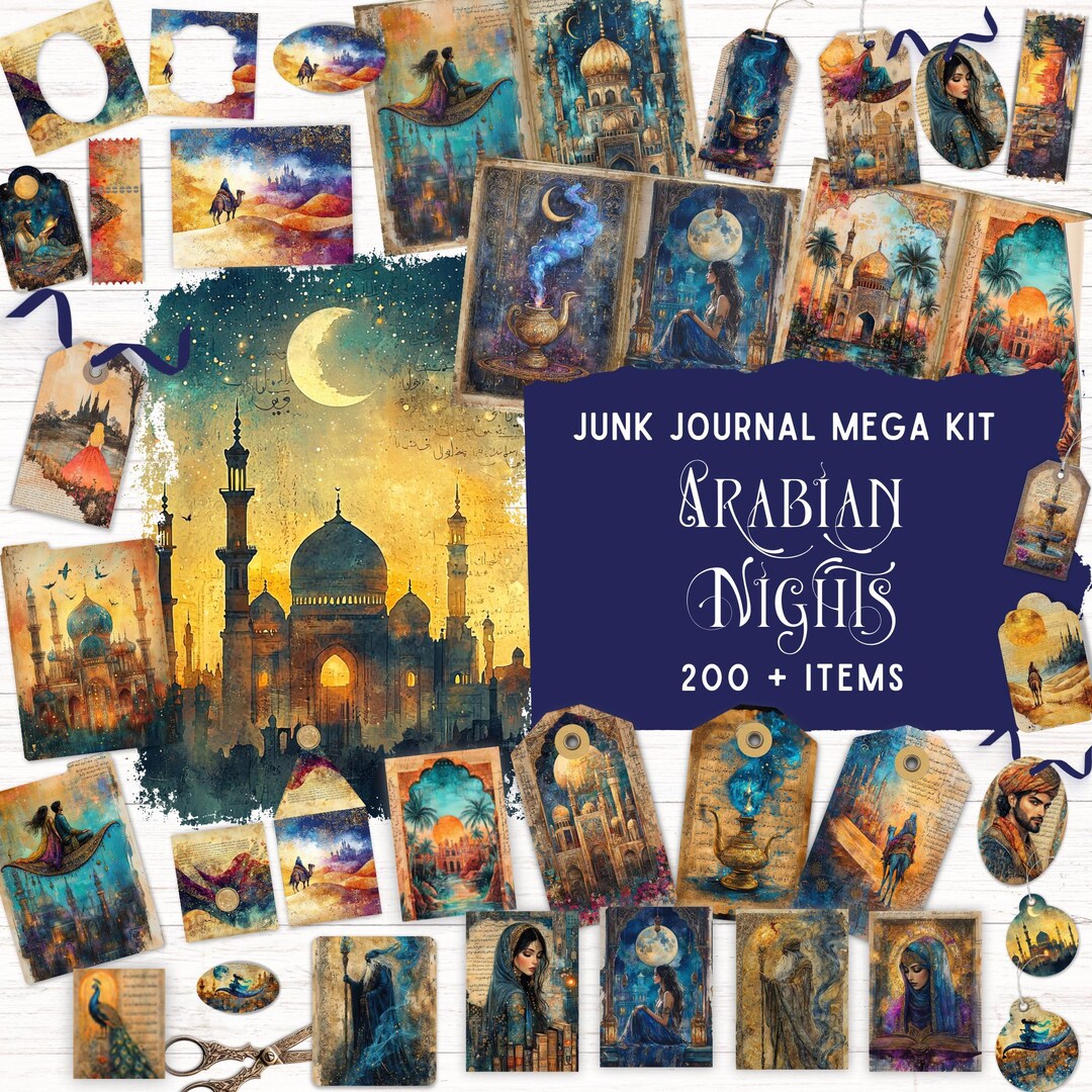 Arabian Nights Junk Journal Kit, Fantasy Scrapbooking Supplies ...