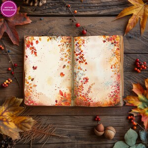 Colorful Autumn Borders Junk Journal Pages, Digital Fall Scrapbook ...