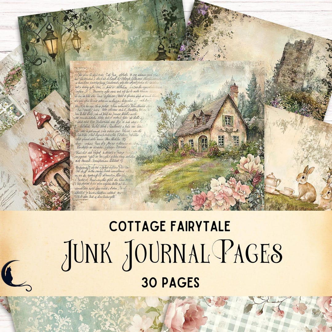 Cottagecore Fairytale Junk Journal Kit, Printable Background Pages for ...