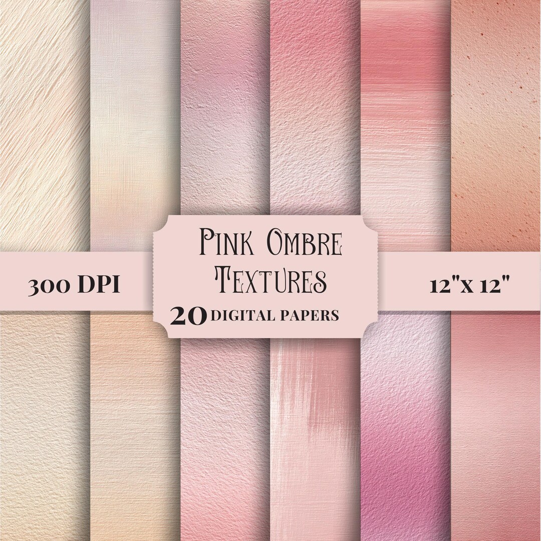 Pink Ombre Textures Digital Paper Pack, Backgrounds for Scrapbooking ...