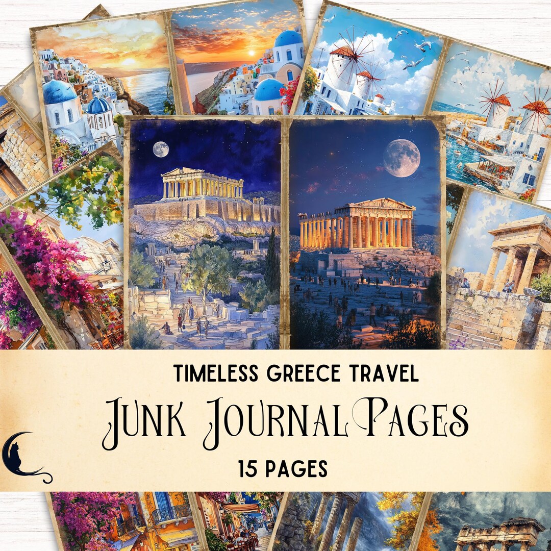 Greece Junk Journal Kit, Summer Travel Ephemera, Printable Greek Travel ...