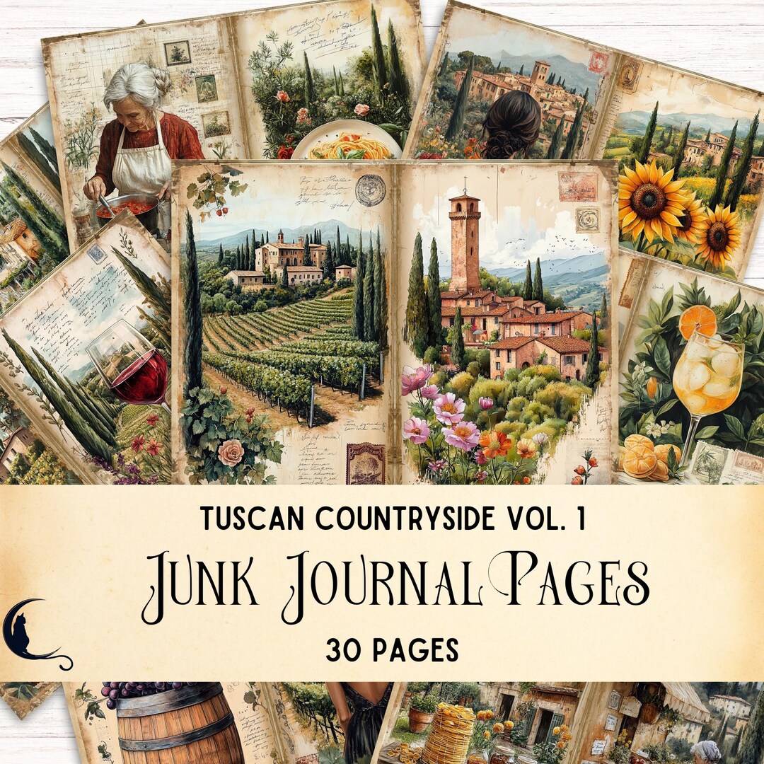 Tuscan Countryside Junk Journal Kit, Printable Vintage Italian ...