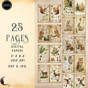 Green Forest Junk Journal, Printable Woodland Journal Pages, Green ...