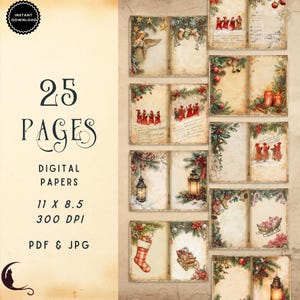 Rustic Christmas Junk Journal Pages | Christmas Borders Junk Journal ...