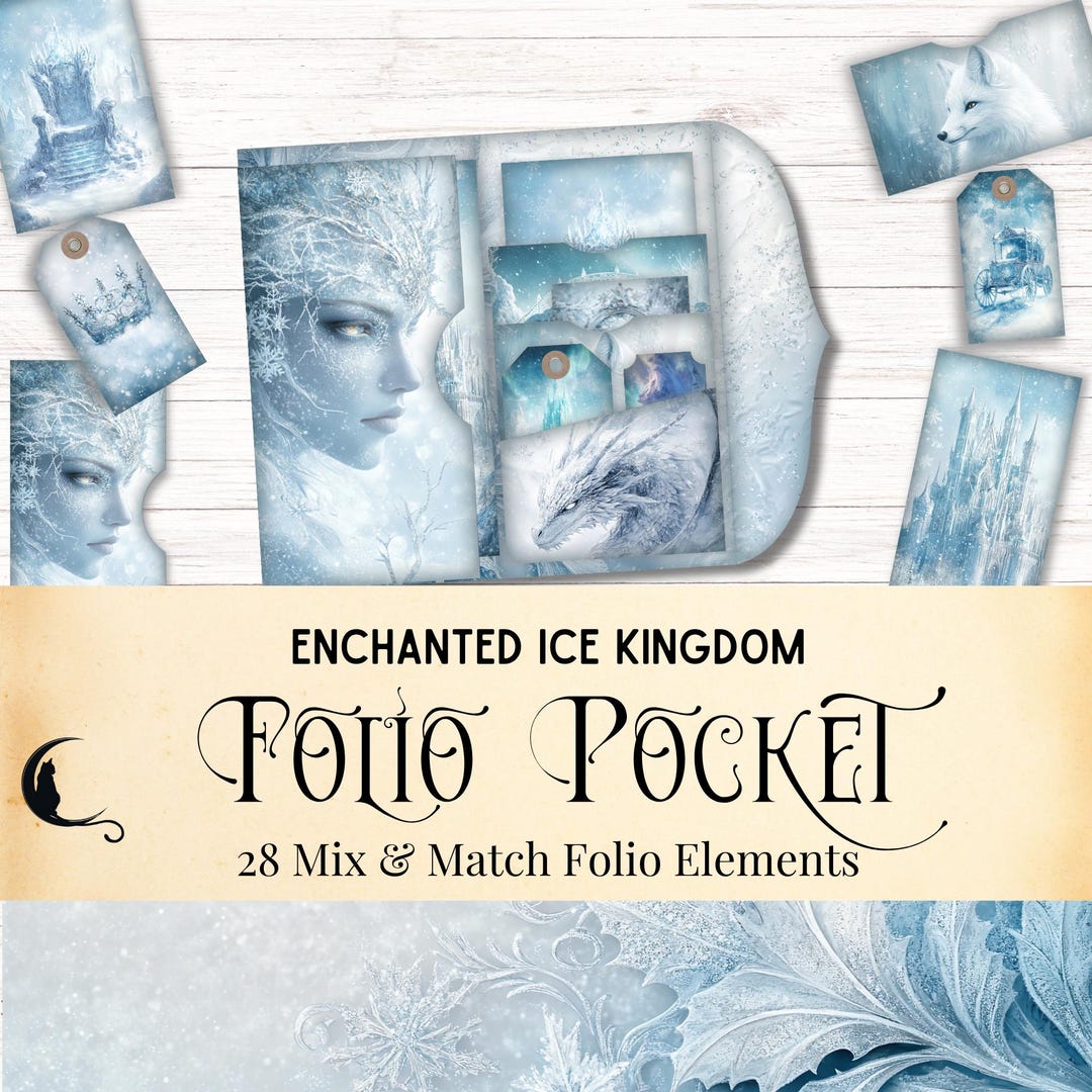 Enchanted Ice Kingdom Junk Journal Folio Kit Printable Pocket Ephemera ...