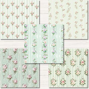 Vintage Floral Stripes Digital Paper Pack, Seamless Patterns for ...