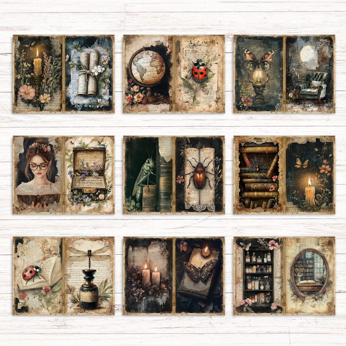 Library of Curiosities Junk Journal Kit, Printable Vintage Insect ...