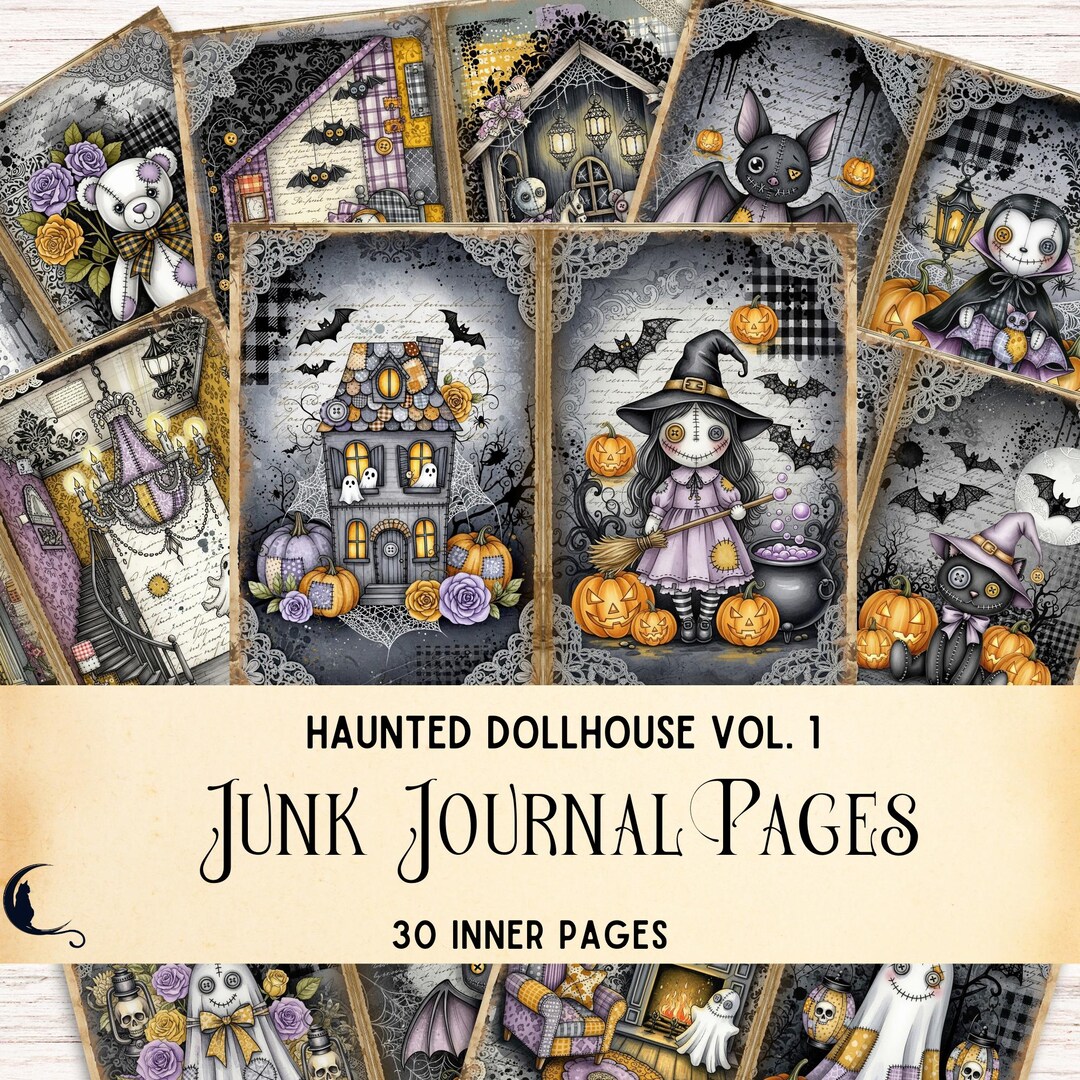 Haunted Dollhouse Junk Journal Kit, Printable Patchwork Toys Ephemera ...