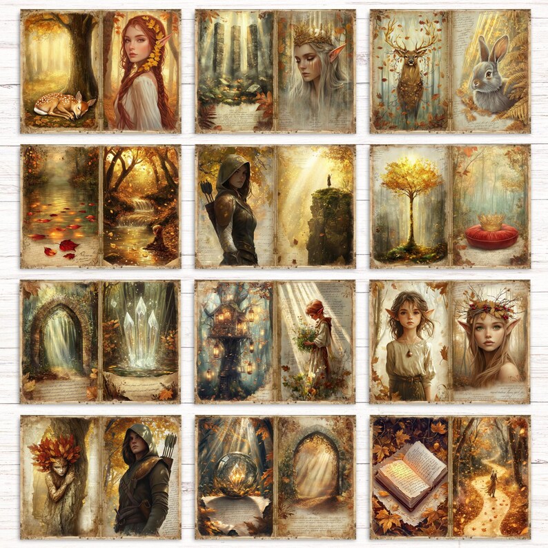 Enchanted Autumn Forest Junk Journal Kit, Printable Elven Woodland ...