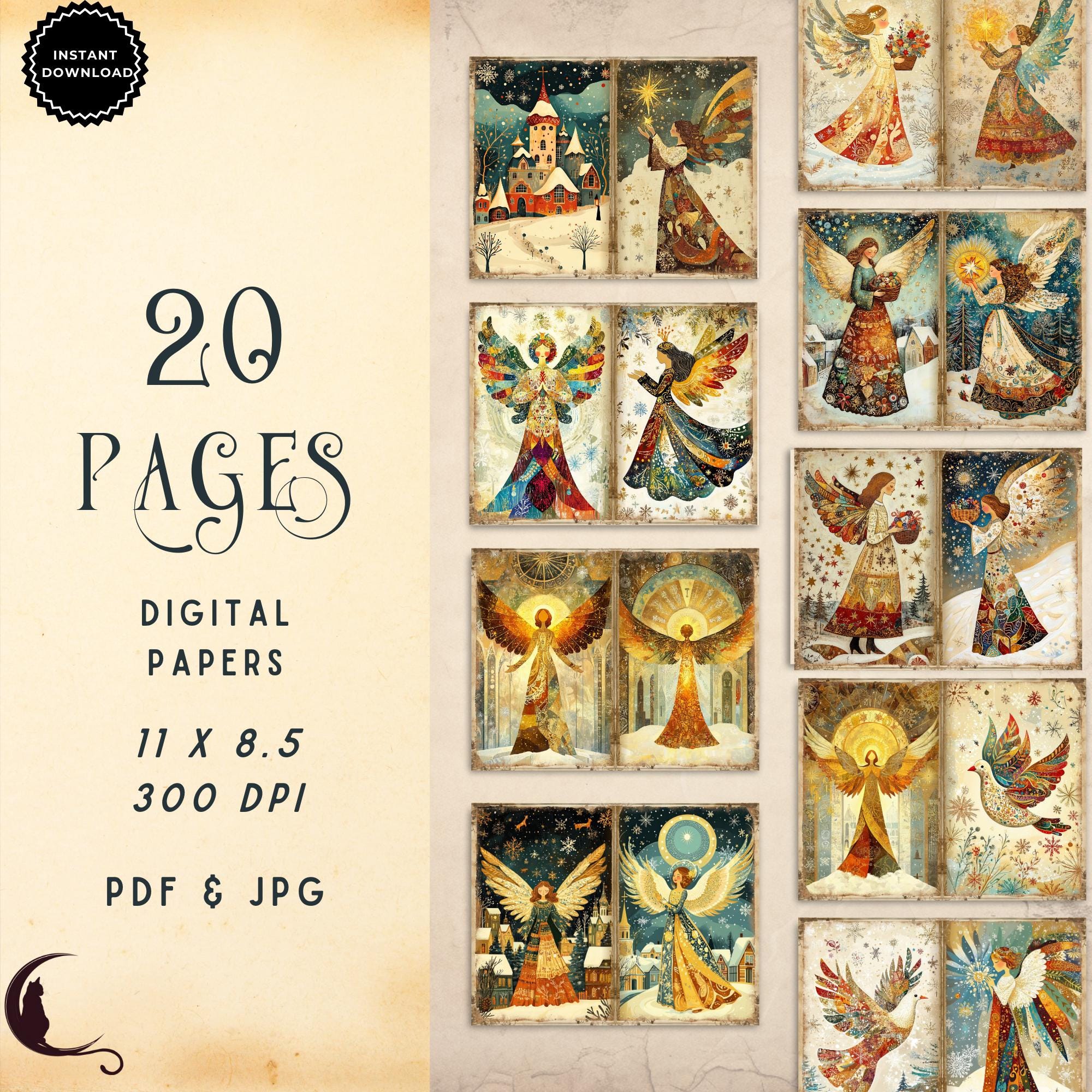 Scandinavian Christmas Junk Journal Pages, Folk Art Digital ...