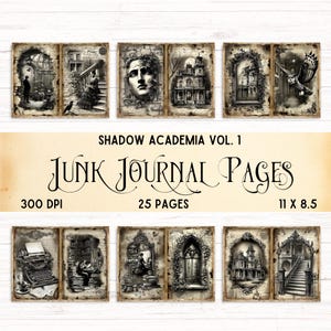 Shadow Dark Academia Junk Journal Kit, Printable Vintage Ephemera ...