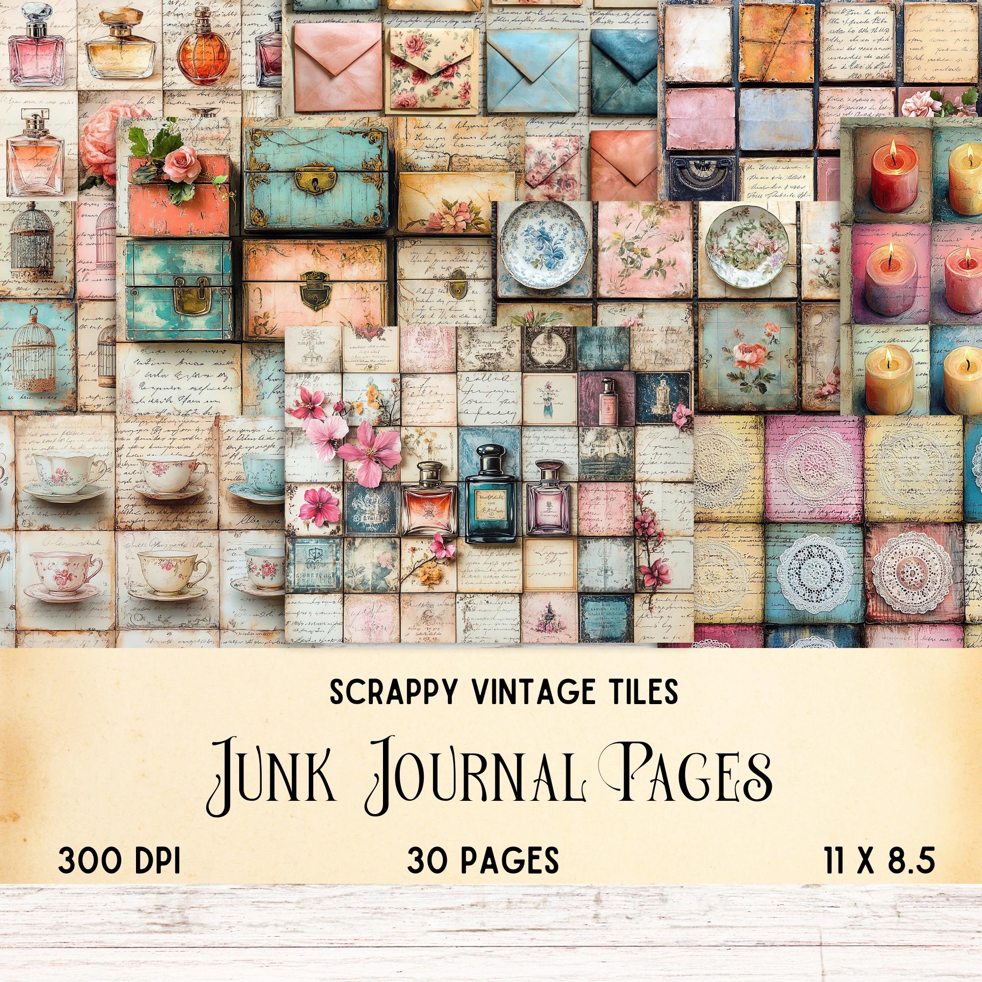 Scrappy Vintage Tiles Junk Journal Kit, Rustic Printable Digital ...