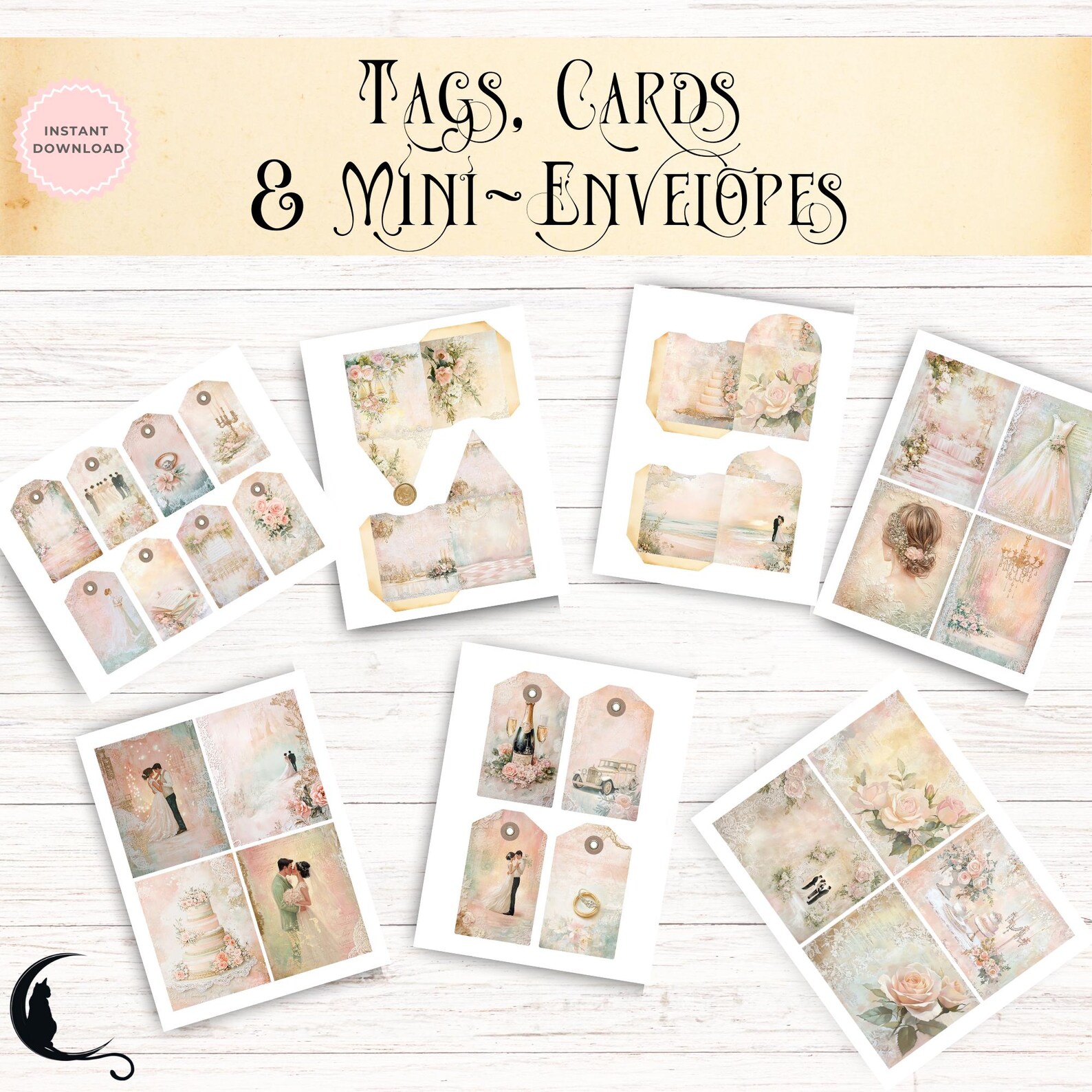 Pastel Wedding Junk Journal Kit, Printable Folio Kit, Shabby Chic ...