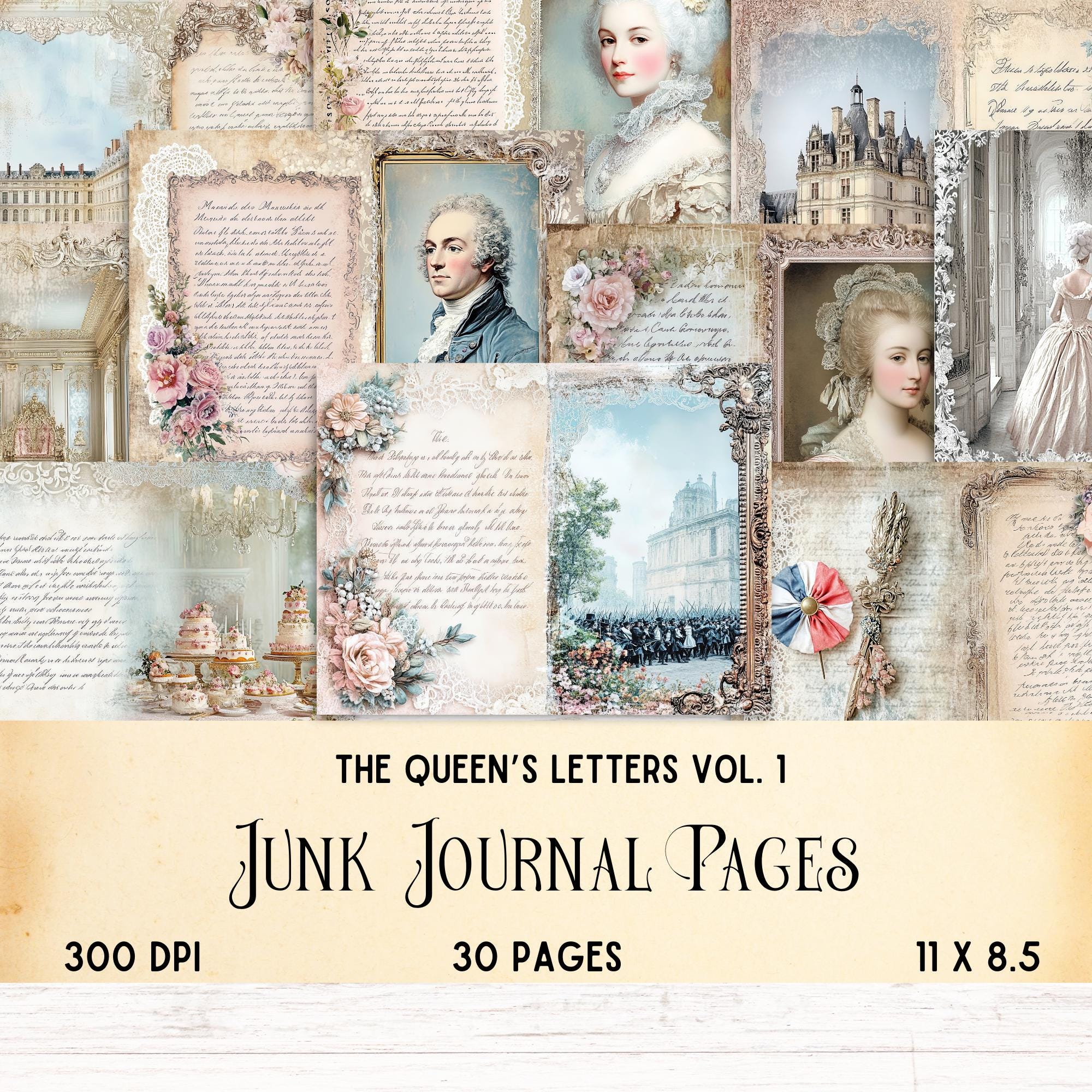 Marie Antoinette Junk Journal Kit Rococo Revival Digital Paper, French ...