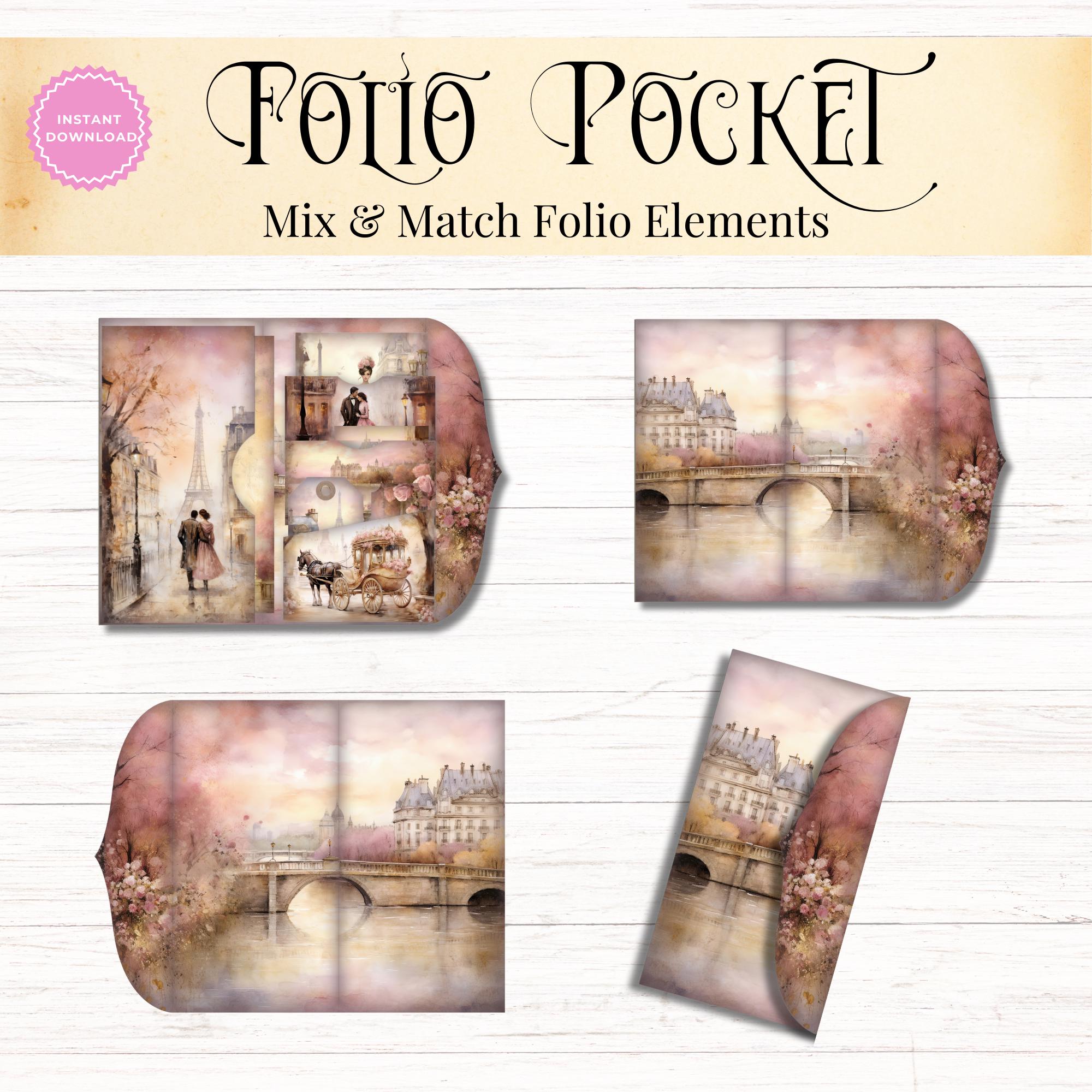 Vintage Pink Paris Junk Journal Folio Kit, Printable Pocket Ephemera ...