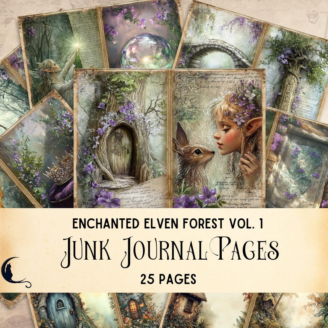Elven Forest Junk Journal Pages, Fantasy Scrapbook Paper, Printable ...