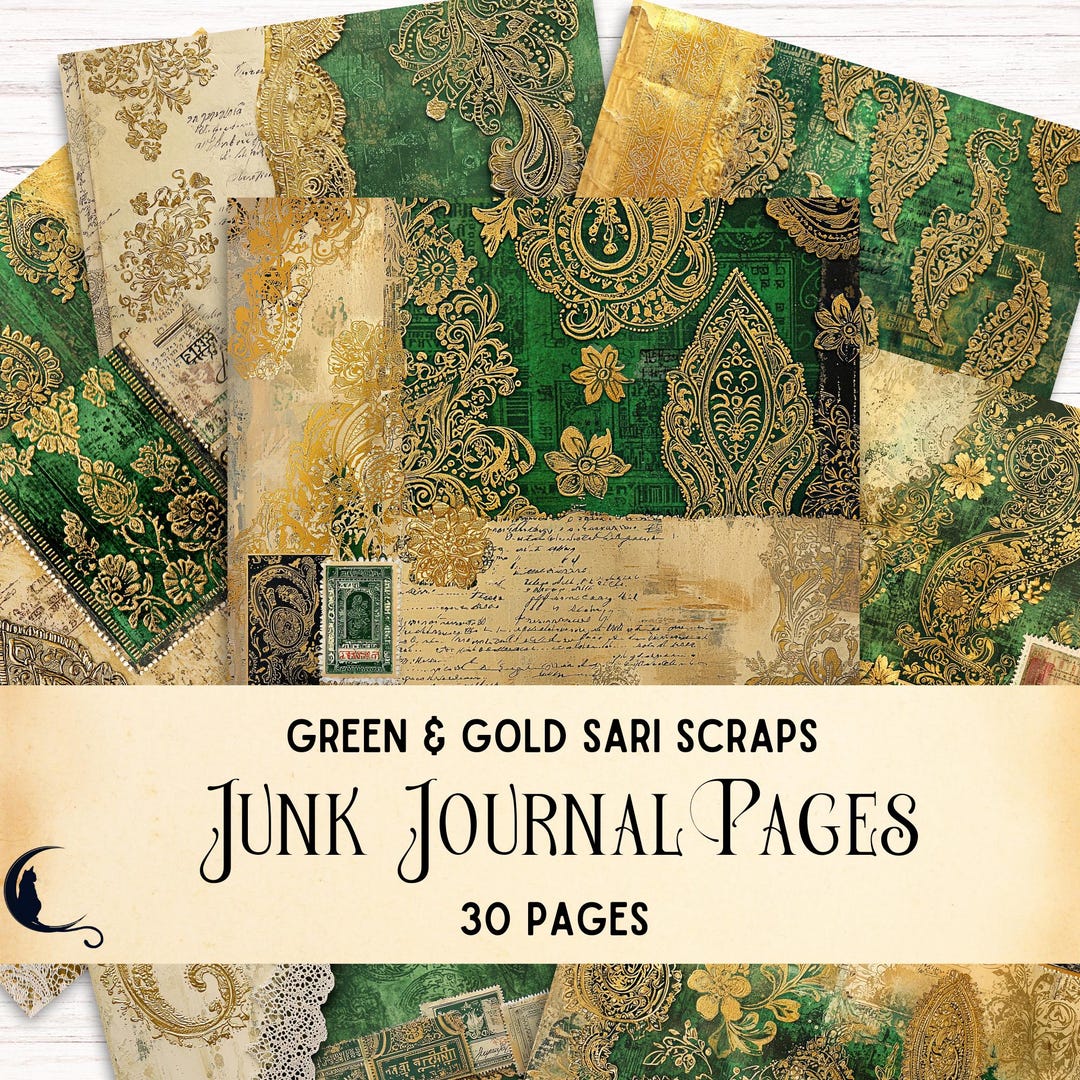Vintage Indian Sari Scraps Collage Junk Journal Pages Antique Scrapbook ...