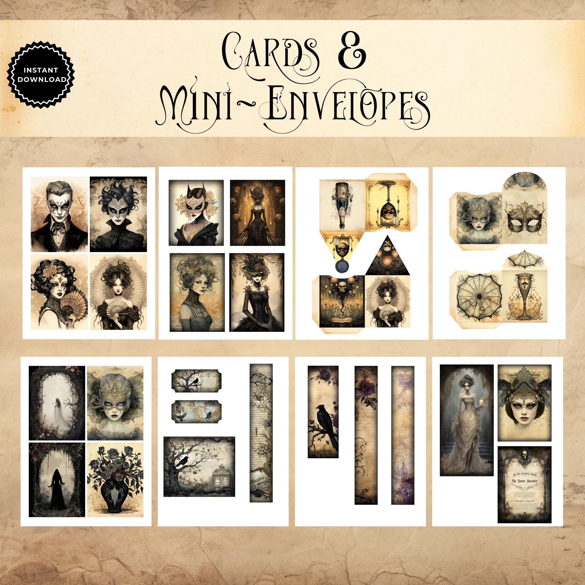 Vintage Gothic Halloween Junk Journal Kit Folding Folio Loaded Pocket ...