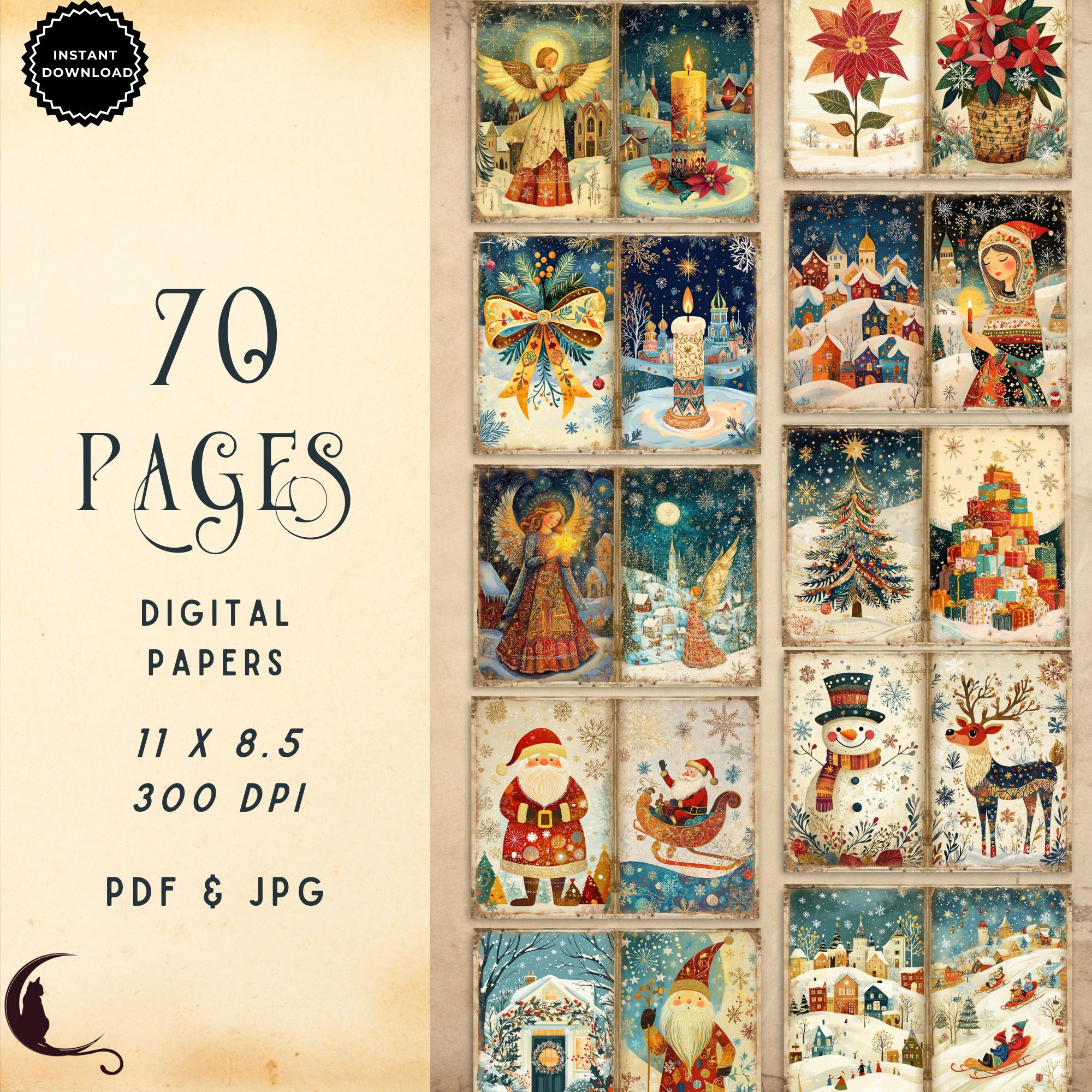 Scandinavian Folk Art Christmas Junk Journal Kit, Nordic Christmas ...