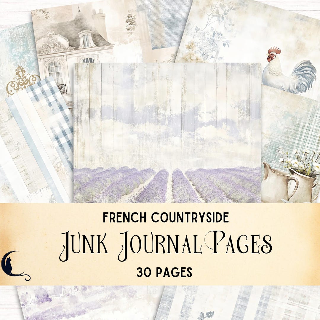 French Countryside Junk Journal Kit, Printable Lavender Farmhouse Pages ...