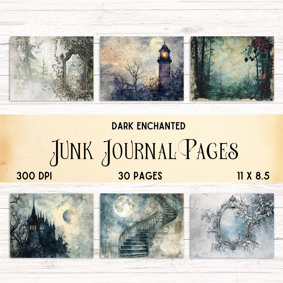 Dark Fairytale Junk Journal Kit, Printable Enchanted Ephemera, Digital ...