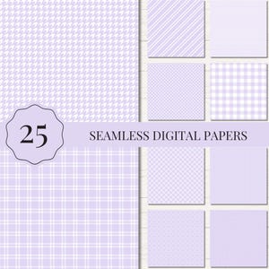 Purple Seamless Patterns Digital Paper Pack, Plaid, Gingham ...