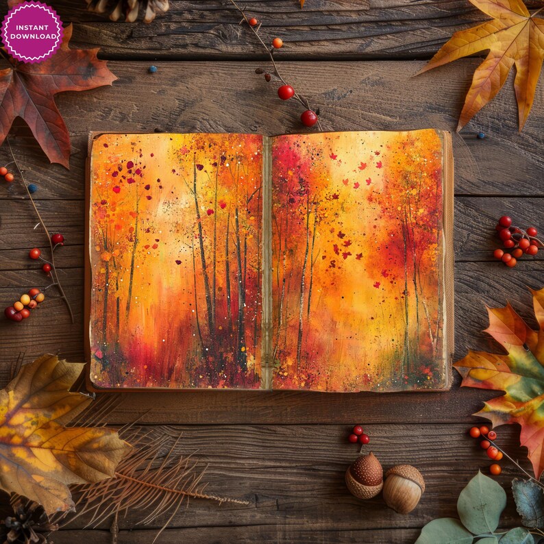 Colorful Autumn Collage Junk Journal Pages, Digital Fall Scrapbook ...