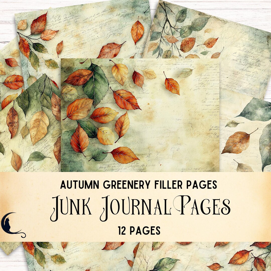 Autumn Greenery Junk Journal Filler Pages Botanical Ephemera Herbal ...