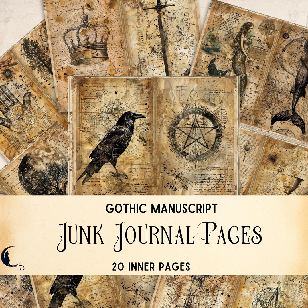 Gothic Manuscript Junk Journal Pages, Printable Medieval Papers ...