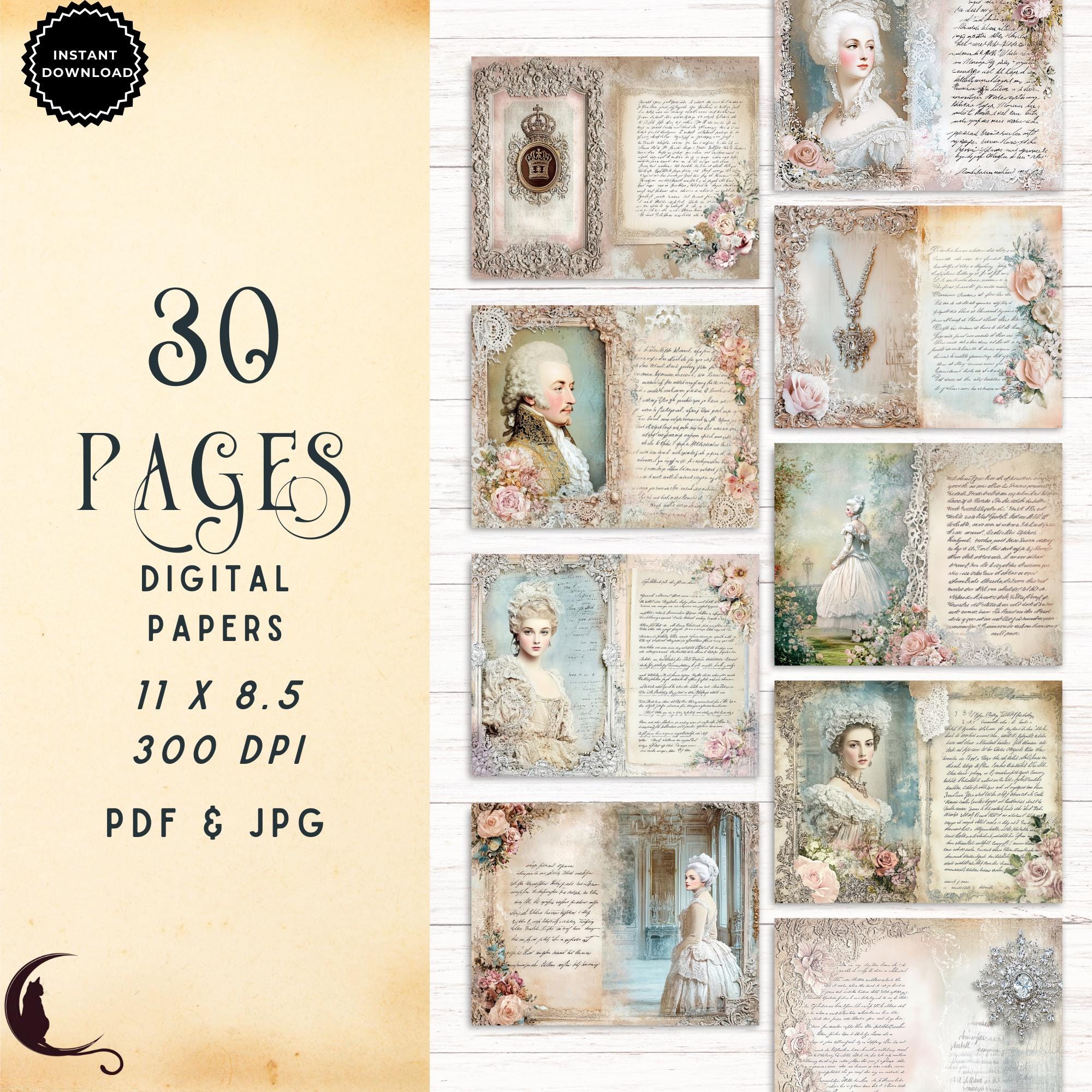 Marie Antoinette Junk Journal Kit Rococo Revival Digital Paper, French ...