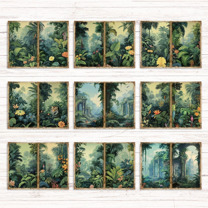 Jungle Junk Journal Kit, Printable Pages, Rainforest Digital Paper ...