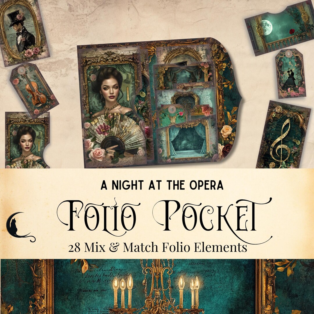 Opera Junk Journal Folio Kit, Printable Pocket Ephemera, Baroque Frame ...