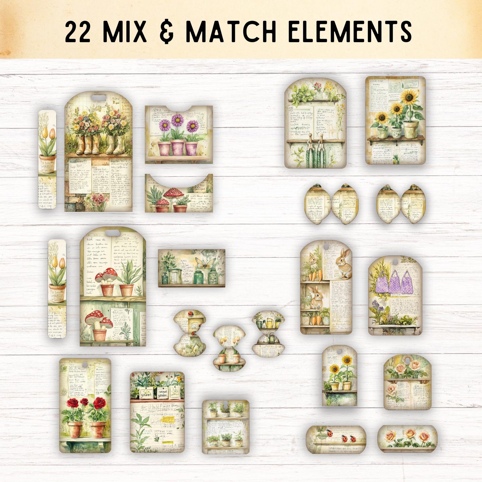 Gardening Diary Kit Loaded Tags, Printable Junk Journal Ephemera ...