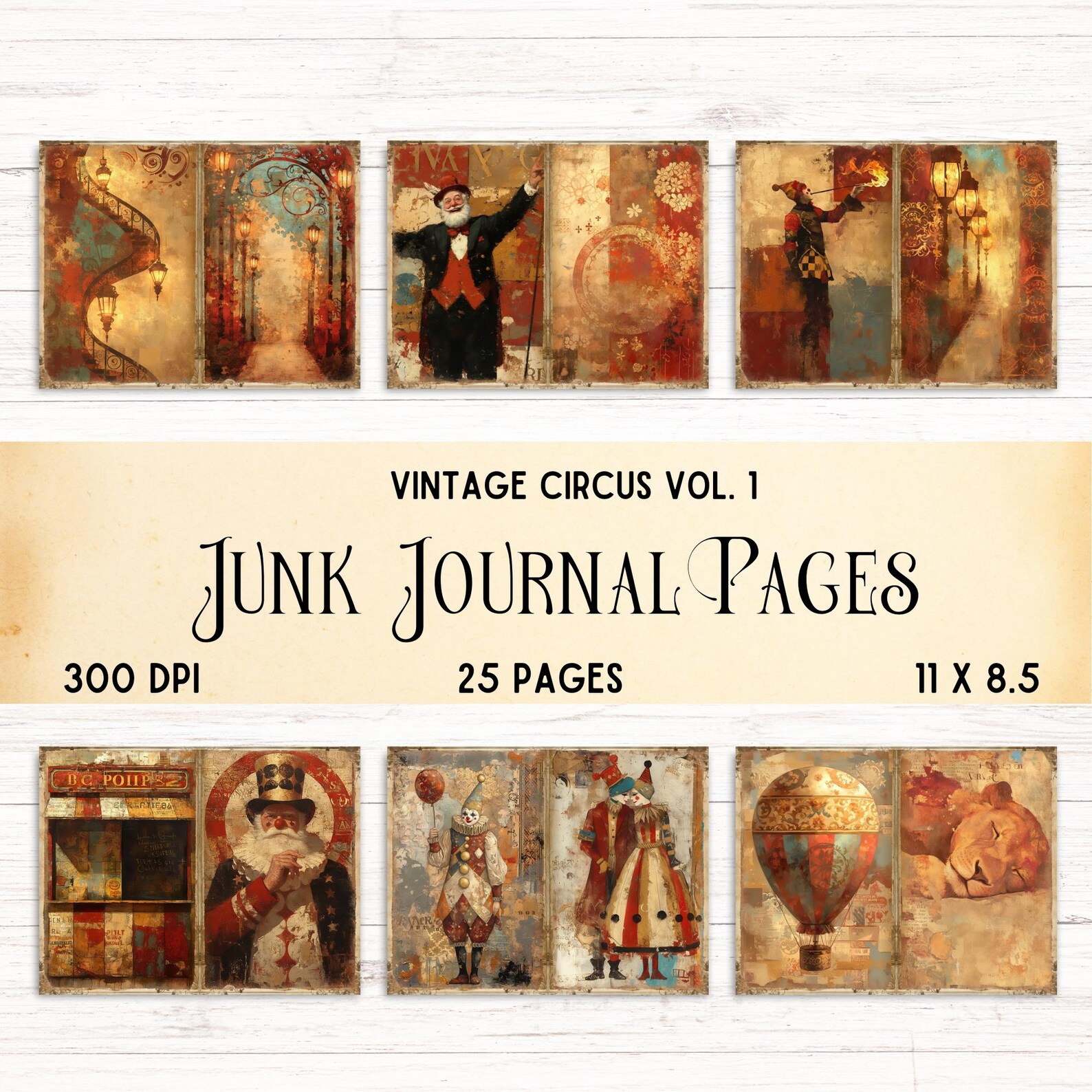 Circus Junk Journal Kit, Vintage Circus Ephemera, Printable Digital ...