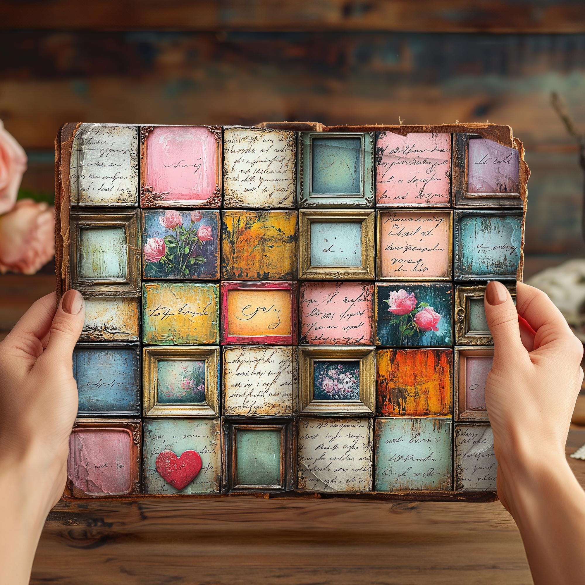 Scrappy Vintage Tiles Junk Journal Kit, Rustic Printable Digital ...