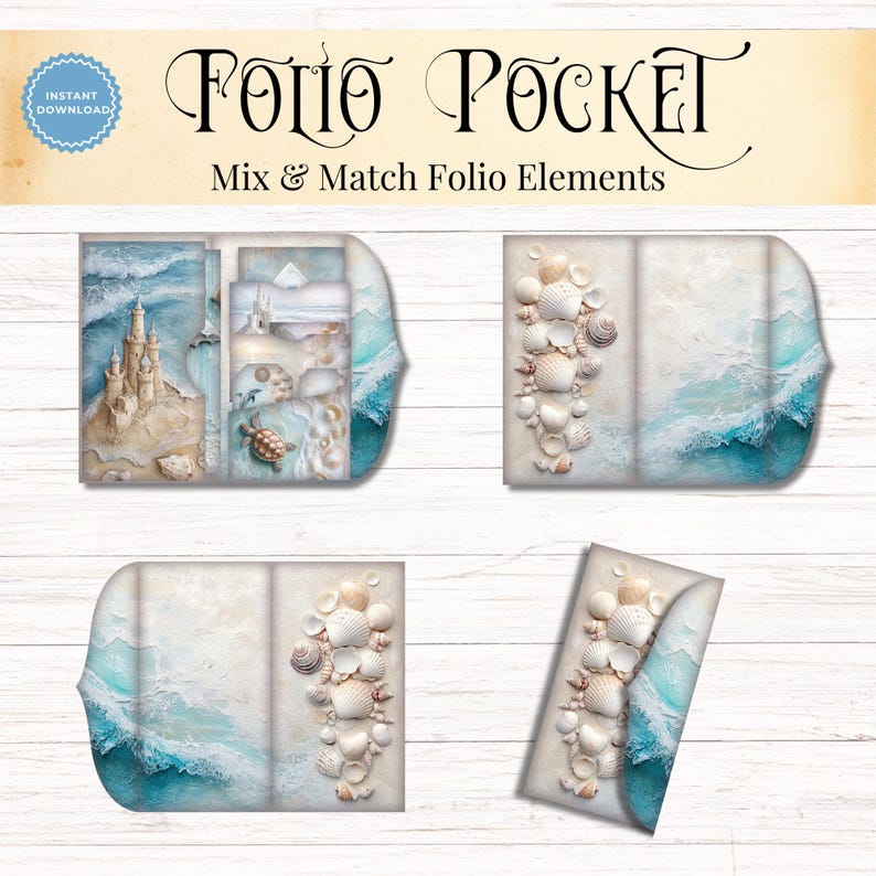 Coastal Beach Junk Journal Folio Kit, Beachy Vibes Ephemera, Ocean ...