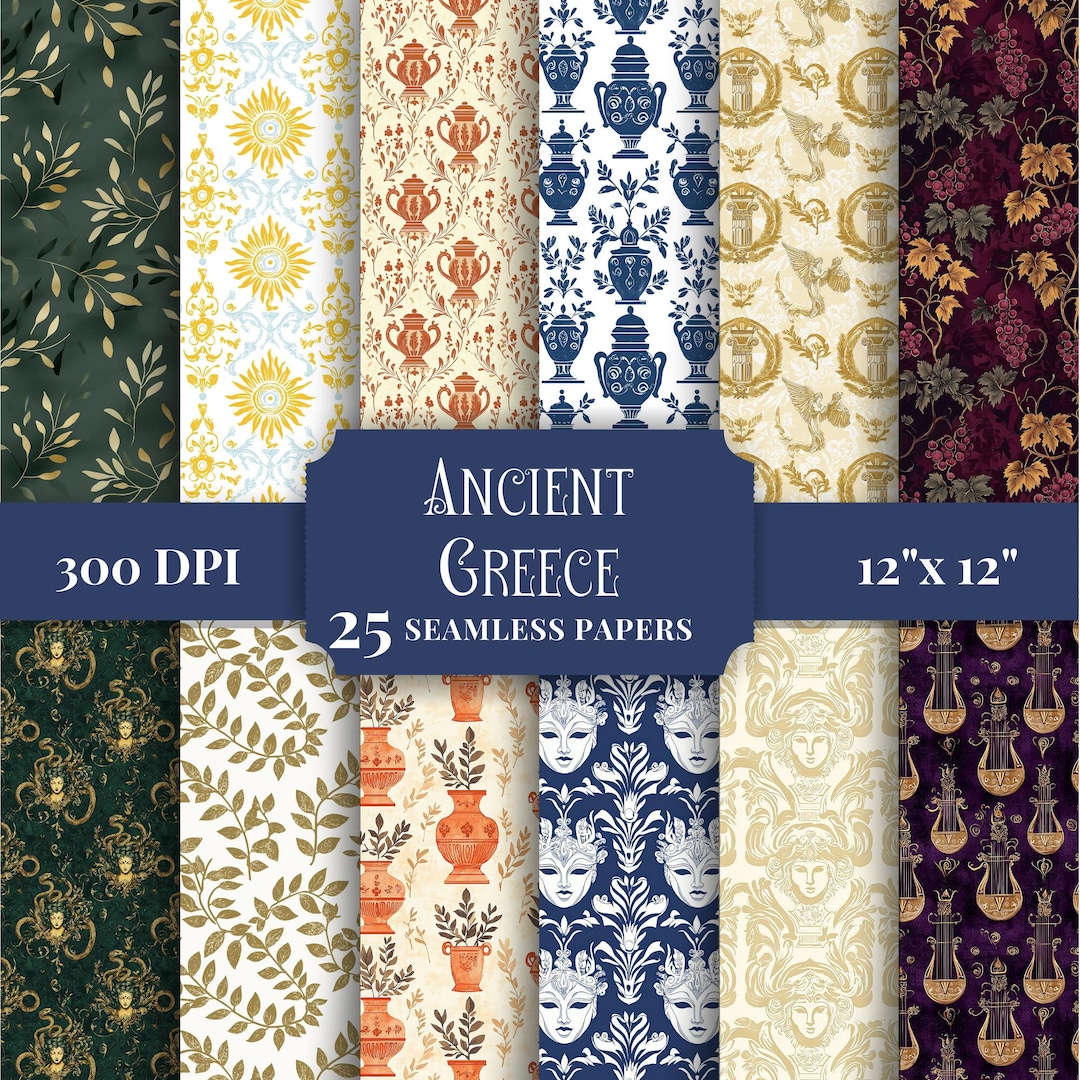 Seamless Ancient Greece Digital Paper Pack, Greek Patterns for ...