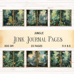Jungle Junk Journal Kit, Printable Pages, Rainforest Digital Paper ...