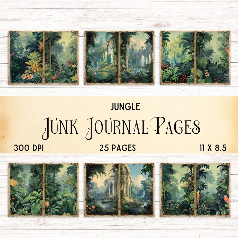 Jungle Junk Journal Kit, Printable Pages, Rainforest Digital Paper ...
