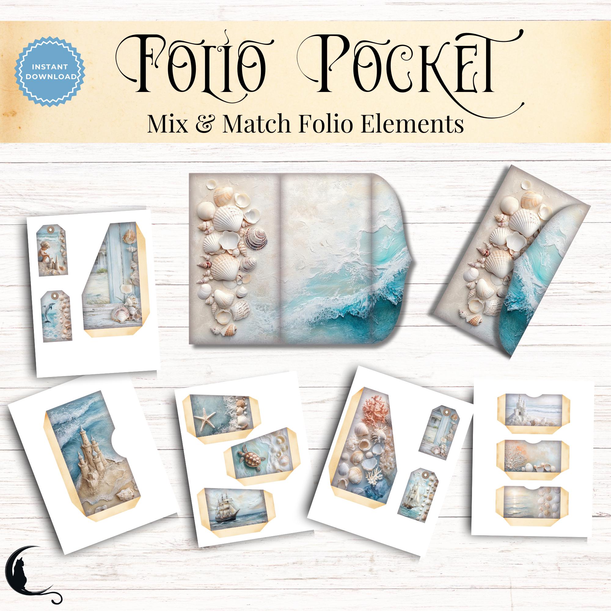 Beach Junk Journal Kit, Coastal Printable Folio Pocket, Nautical ...
