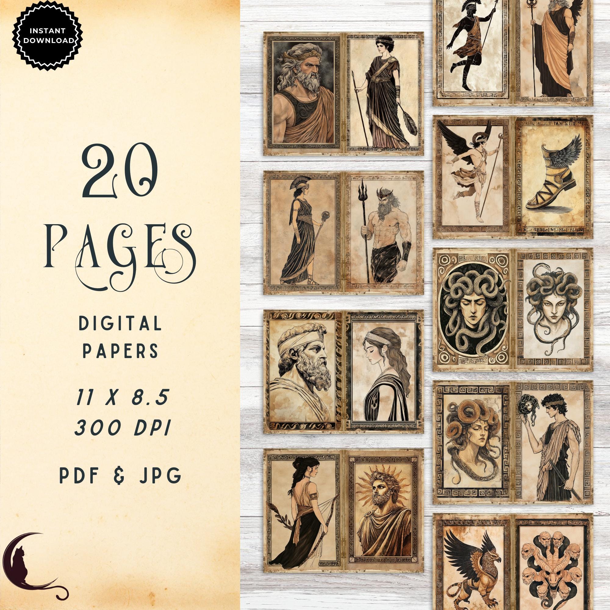 Ancient Greek Mythology Junk Journal, Medusa Scrapbook Paper Kit ...