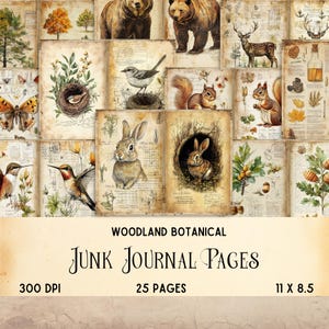 Green Forest Junk Journal, Printable Woodland Journal Pages, Green ...