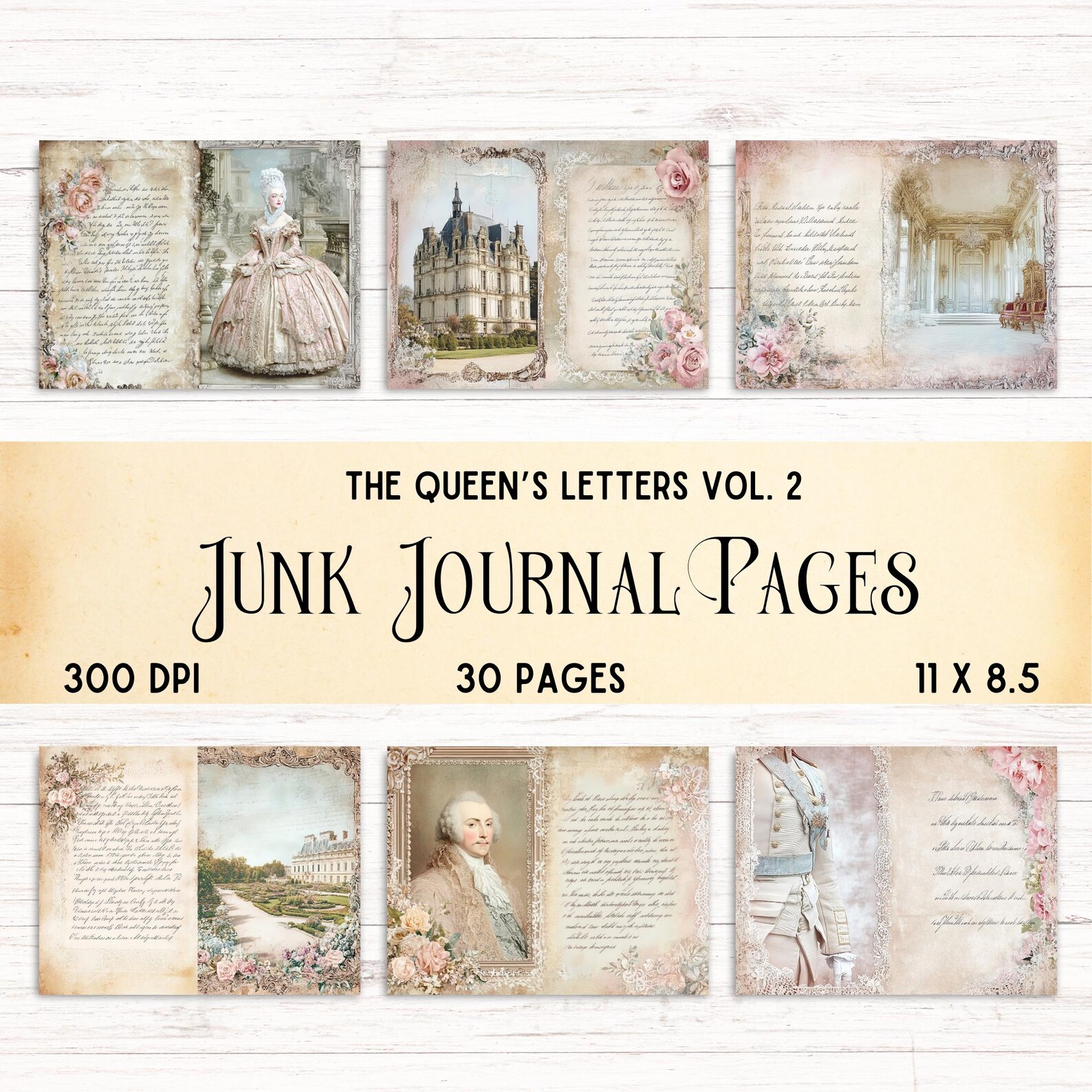 Marie Antoinette Junk Journal Kit Rococo Revival Digital Paper, French ...